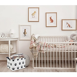 HIYAGON Dog toy Basket Dog Toy Bin Cute Toy Storage Basket Organizer Box Kids Gift Basket Empty Rectangular Room Decor for Home(Paw)