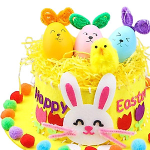 Menolana Children DIY Easter Hat Set Decorations Crafts, to Make Your Own Easter Bonnet Game Supplies for Kindergarten, Yellow
