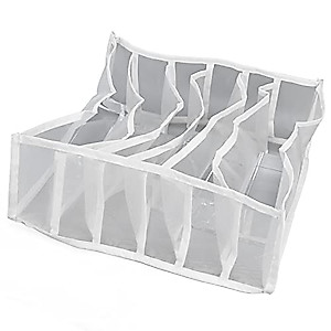 KJAOYU Sock Underwear Organizer Dividers Underwear Storage Box Breathable Foldable Multiple Cells Drawer Organizer for Bras Socks7 Cells (6 grids)