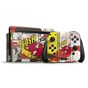 Skinit Decal Gaming Skin compatible with Nintendo Switch Bundle - Officially Licensed Warner Bros Flash Block Pattern Design