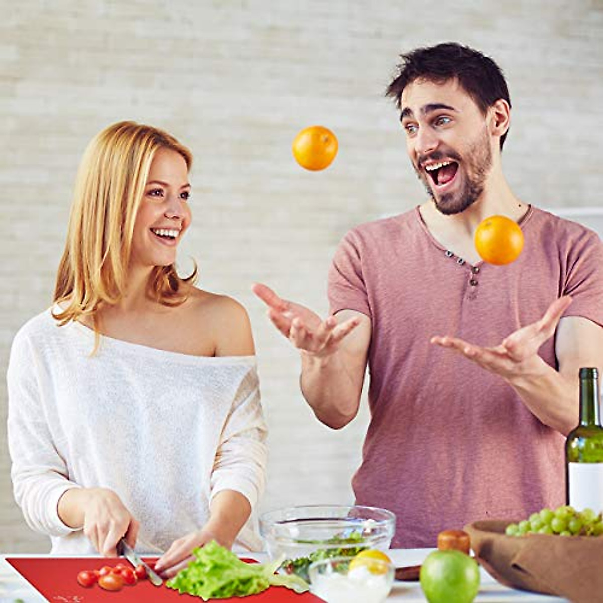 Fotouzy Plastic Cutting Board Flexible Mats With Food Icons, Set of 4, BPA-Free, Non-Porous, Upgrade 100% Anti-skid back, Dishwasher Safe, Rainbow Colors