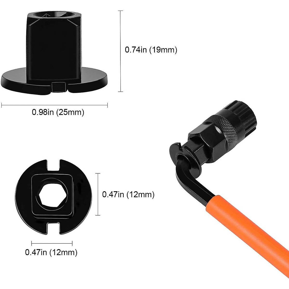 Oumers Bike Cassette Removal Tool, Cassette Freewheel Removal Tool with Chain Whip and Auxiliary Wrench Bicycle Cassette Lock Ring Removal, Freewheel Remover Wrench Sprocket Remover