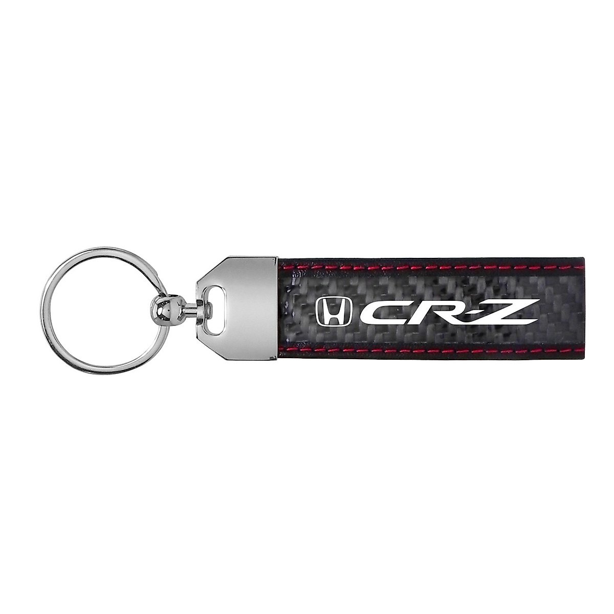 iPick Image Made for Honda CR-Z Real Black Carbon Fiber Loop Strap Key Chain with Red Stitching
