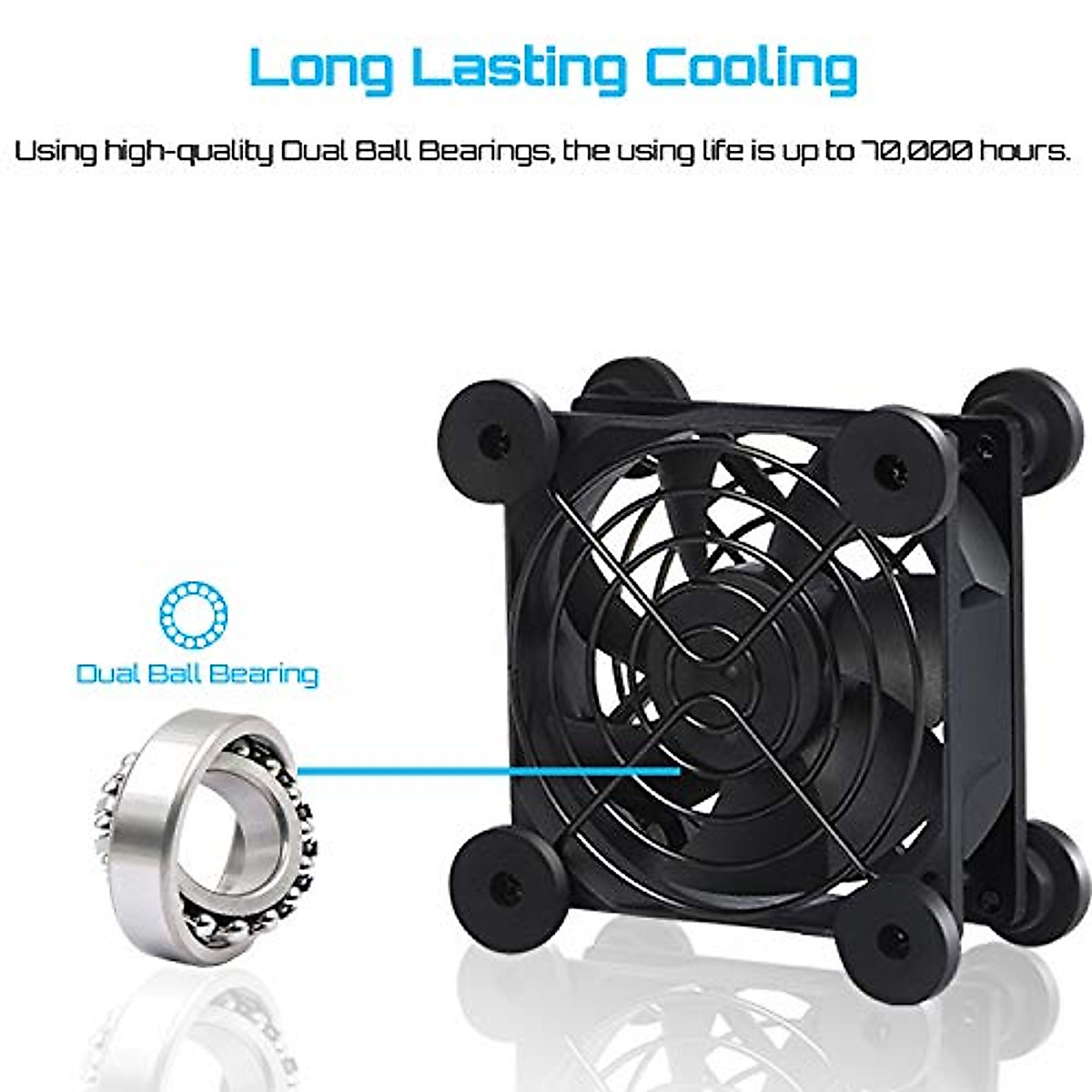upHere USB Computer Fan Black,Dual 80mm Fan,3 Adjustable Speeds Silent Fan for Computer Cases Computer Cabinet PlayStation Xbox Cooling,U804