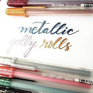 SAKURA Gelly Roll Metallic Gel Pens - Pens for Scrapbook, Journals, or Drawing - Colored Metallic Ink - Medium Line - 10 Pack