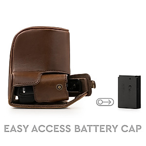 MegaGear Canon EOS M100, M200 (15-45mm) Ever Ready Leather Camera Case and Strap, with Battery Access - Dark Brown - MG1326