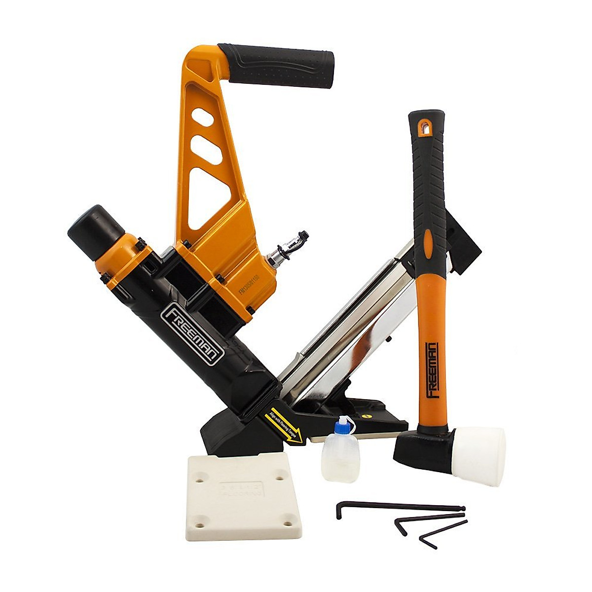 Freeman PDX50C Lightweight Pneumatic 3-in-1 15.5-Gauge and 16-Gauge 2" Flooring Nailer and Stapler Ergonomic and Lightweight Nail Gun for Tongue and Groove Hardwood Flooring