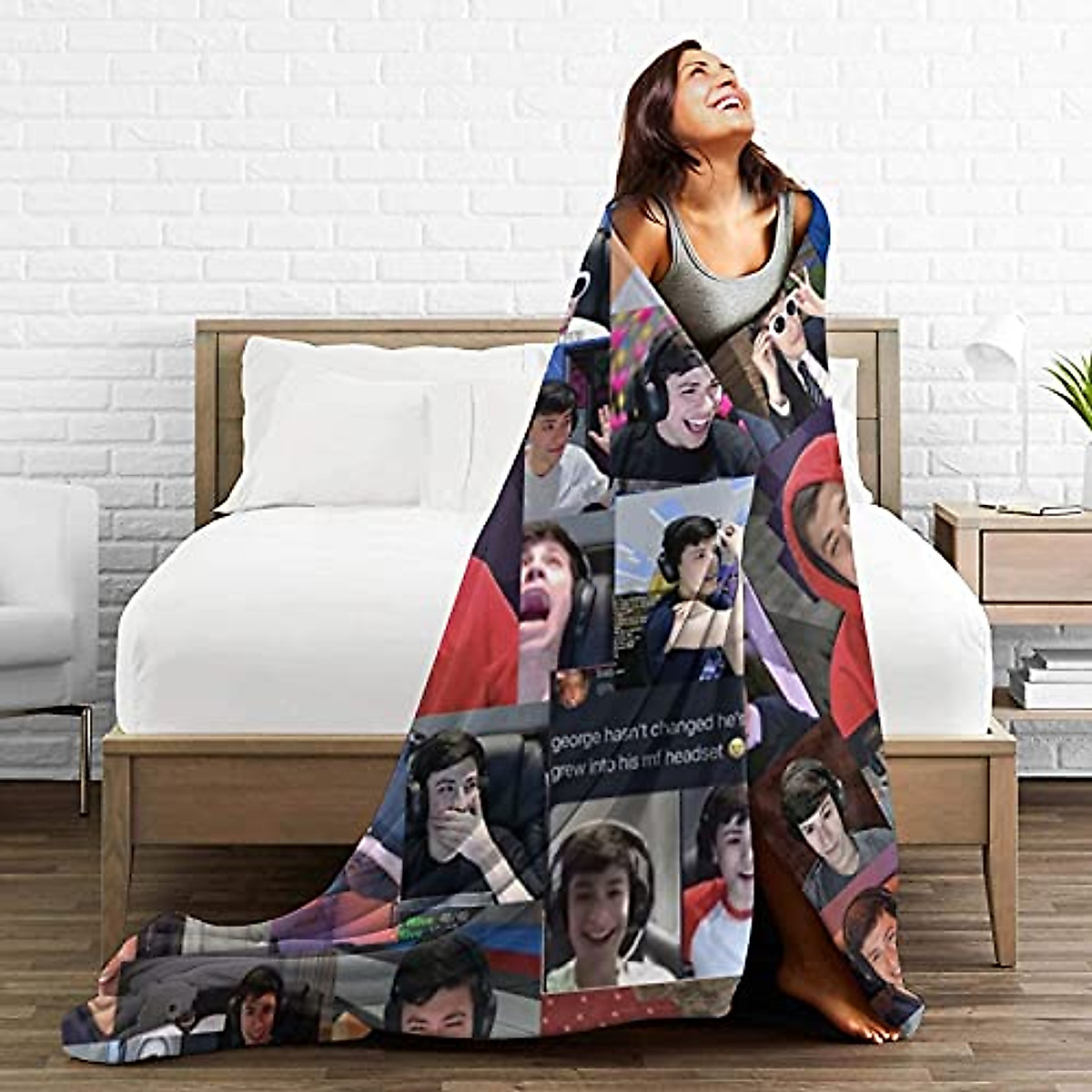 XUKE Georgenotfound Multifunctional Blanket Ultra-Soft Micro Fleece Blanket, Super Soft, Warm, Cozy, Plush, Fuzzy,for Couch, Sofa, Living Room Or Bed Suite for All Season (60'x50')