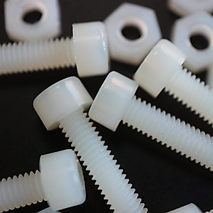 50 x Nylon Socket Head, plastic machine screws, M4 x 20mm, Plastic Bolts, Nuts & Washers, Fasteners, (5/32 x 25/32 in)