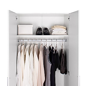 Madesa Wardrobe Armoire Closet Hanging Storage Cabinet 2 Doors with Shelf 31" L Organization Unit for Bedroom and Office - White