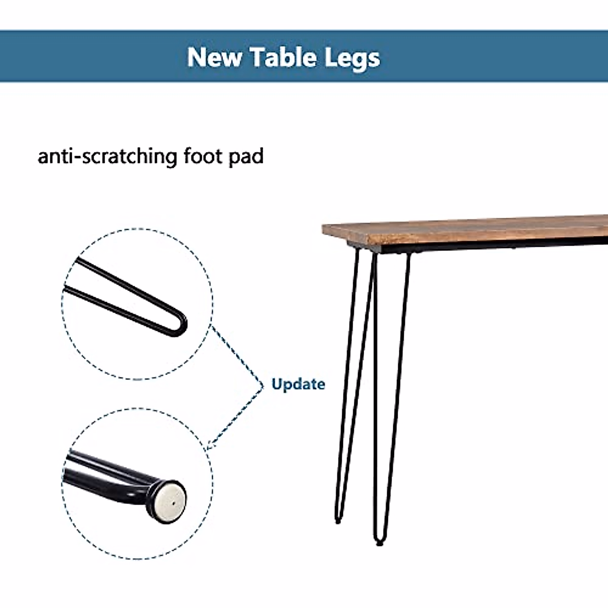 Merax 4-Piece Counter Height Wooden Dining Set with Extra Long Dining Table and 3 PU Stools, Bar Table Set for Kitchen Dining Room, Rustic Brown Table + Black Stool