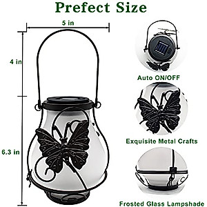 Solar Garden Lights Outdoor,Waterproof Metal Flame Lantern Hanging Lamp Garden Lawn Terrace Decoration, Solar Powered Suitable for Home,Garden,Yard,Party, Wedding, Festival (Pack of 2)