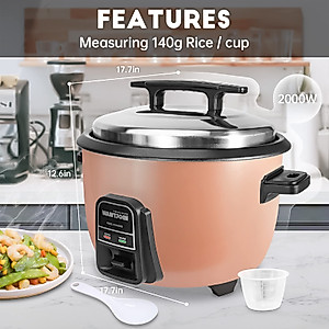 Wantjoin Rice cooker Stainless Rice Cooker & Warmer Commercial Rice cooker for party and family(10L capacity for 4.2L rice,42CUPS) Brown