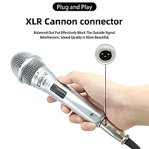 Guarda Cardioid Dynamic Vocal Microphone with 26.3ft XLR Cable, Metal Handheld Mic Compatible Karaoke Machine/Speaker/Amp/Mixer for Karaoke Singing, Speech, On/Off Switch (SM-3000)