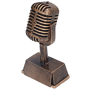 Award Trophies, 6.5in Music Award Trophy Synthetic Resin Decorative Microphone Tabletop Ornament for Home Singing Competition, Party Celebrations