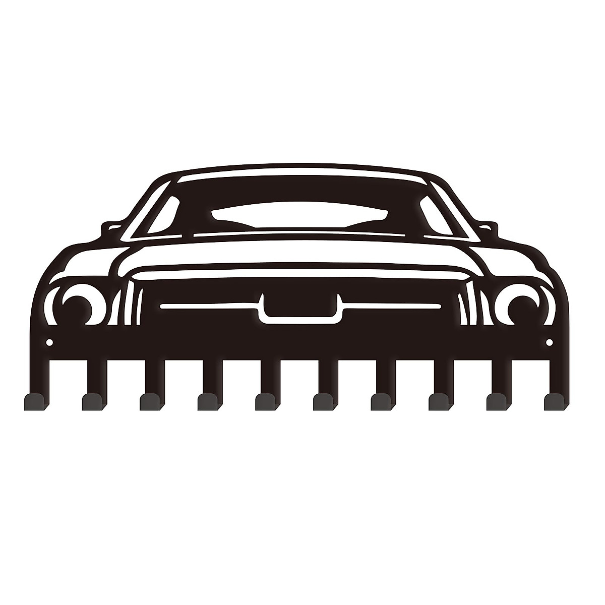 SUPERDANT Key Holder Car Theme Wall Mounted Key Hooks for Wall Decorative with 10 Hooks Black Metal Key Organizer Rack Hanger for Entryway Front Door Hallway Office Man Cave Decor