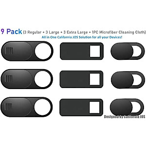 California JOS 6-Pack(Black) Ultra Thin 0.03 inch Webcam Camera Cover Slide Protect Privacy Security for MacBook Air, Laptop, iPad, iMac, PC, iPhone(More Options)