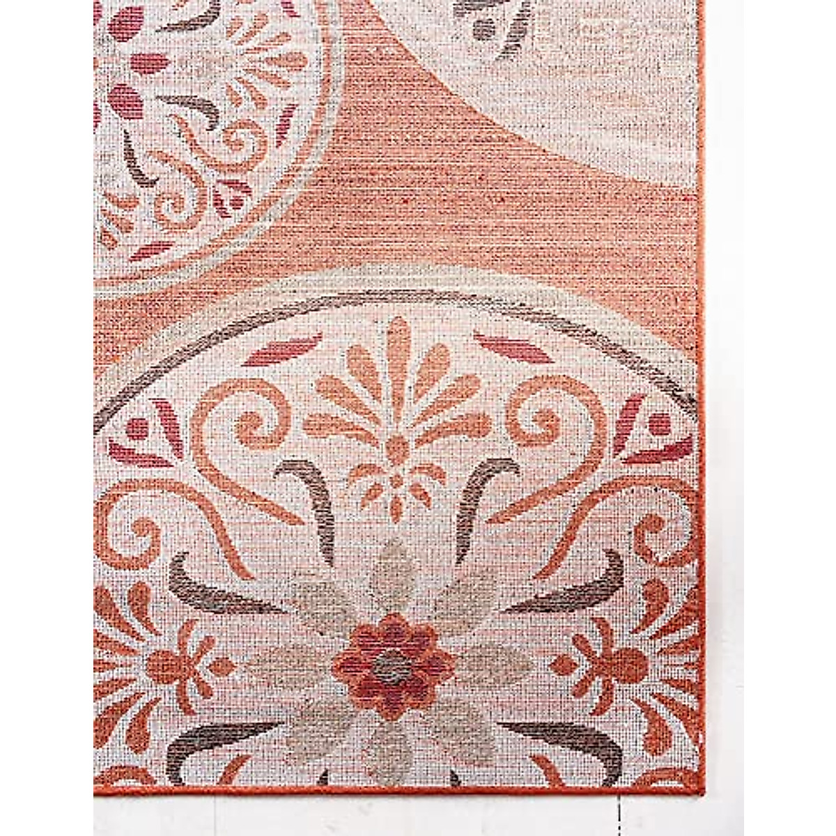 Unique Loom Modern Collection Floral, Geometric, Abstract, Bright Colors, Indoor and Outdoor Area Rug, 5 ft x 8 ft, Terracotta/Beige