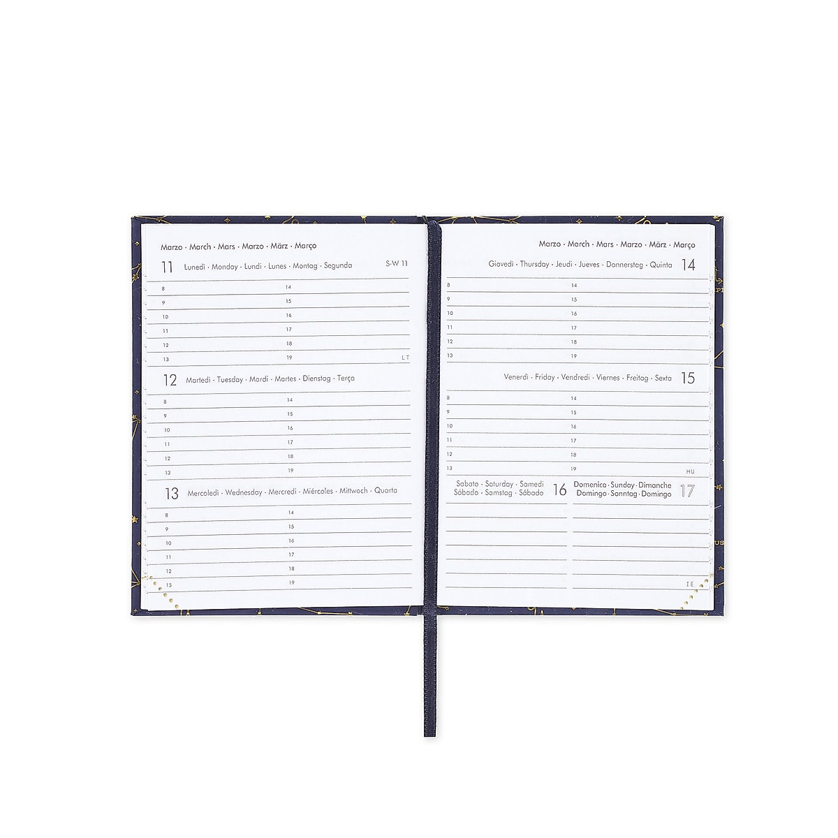 Legami - Mini Weekly Photographic Diary, 12 Months, from January 2024 to December 2024, Elastic Closure, 6 Languages, Monthly Planner January 2025, Address Book, Holiday Plan, 8x11 cm, Stars Theme