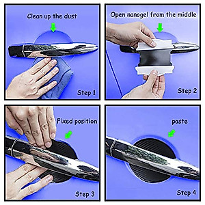 WORCAS 4Pcs Universal 3D Carbon Fiber Car Door Handle Paint Scratch Protector Sticker Auto Door Handle Cups Protective Pad (M)