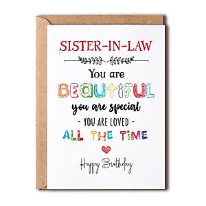 Sister-In-Law You Are Beautiful You Are Special - Sister-In-Law Birthday Card Poem Card For Sister-In-Law - Birthday Card For Sister-In-Law