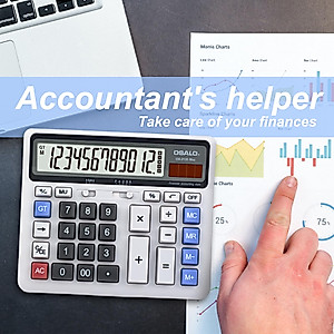 Desktop Calculator Extra Large LCD Display 12-Digit Big Number Accounting Calculator with Giant Response Button, Battery & Solar Powered, Perfect for Office Business Home Daily Use(OS-2135)