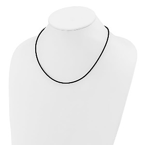 14k Yellow Gold 2mm 20 Inch Black Rubber Cord Chain Necklace Pendant Charm Leather Fine Jewelry For Women Gifts For Her