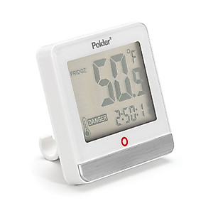 Polder THM-995-90 Dual Digital Refrigerator/Freezer Thermometer, Records Min and Max Temperature Readings, White