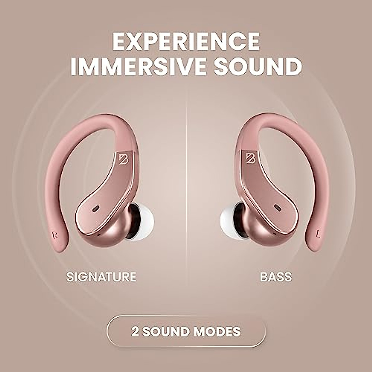 Runner 40- Wireless Earbuds for Running, Small Bluetooth Earbuds for Small Ears Women, Running Bluetooth Earbuds, Small Wireless Earbuds for Small Ear Canals with EarHooks, Over The Ear Earbuds