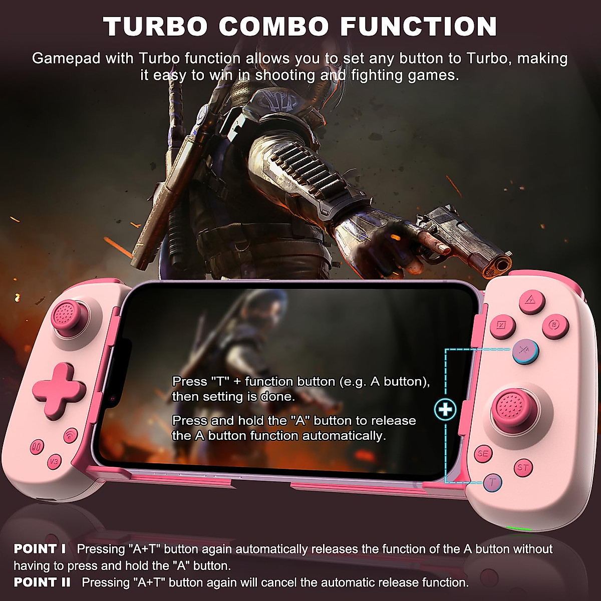 arVin Wireless Gaming Controller for iPhone, iPad, Android, Samsung Galaxy, Tablet, Switch, PS4, PC Gamepad with Hall Effect Joystick/Turbo/6-Axis Gyro/Vibration, Direct Play for Call of Duty, Genshin