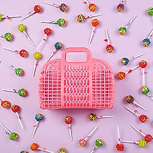 BABANA Jelly Beach Bags - Reusable Gift Basket - Girls , Toddler, Kids Retro Purse - Halloween, Bridal Shower, Easter (Small) - Rose Pink