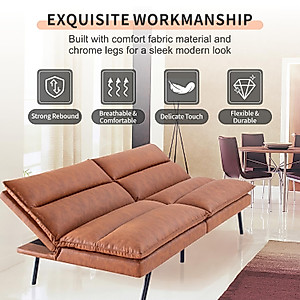 MUUEGM Faux Leather Sofa Bed,71.3" Memory Foam Couches for Living Room, Futon Sofas Bed for Living Room with Adjustable Backrest, Sofa Sleeper Twin Sofa Bed Couch, Couch Bed for Apartment