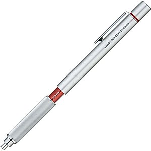 uni M91010.26 Shift Pipe Lock Drafting 0.9mm Pencil, Silver Body with Red Accent (M91010.26)