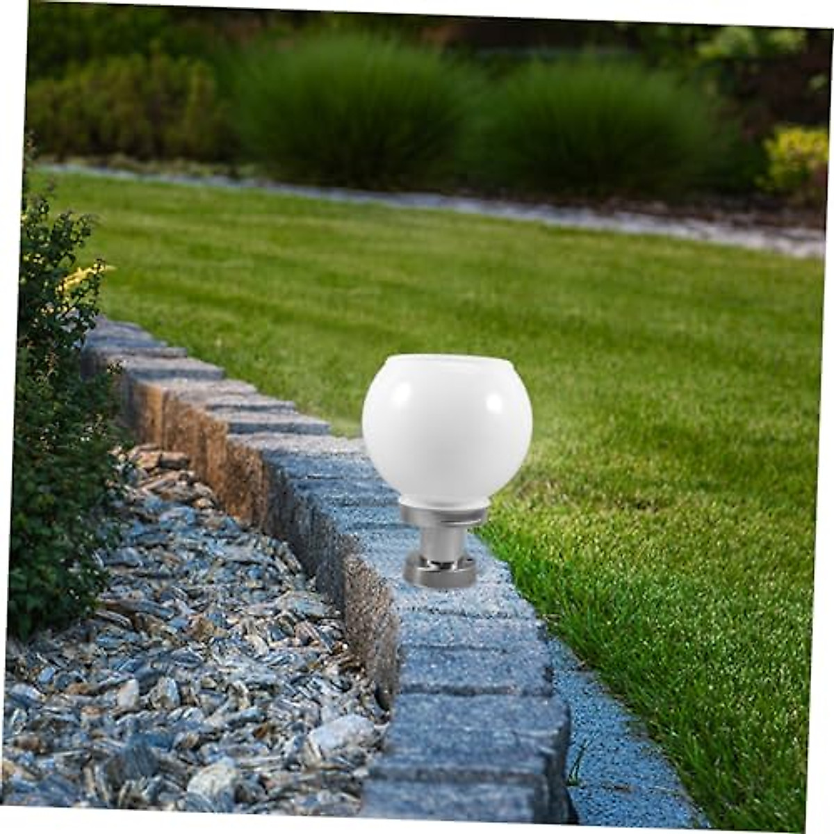 SOLUSTRE Round Ball Waterproof Solar Outdoor Column Lamp Villa Fence LED Post Light Courtyard Garden Lawn Street Lights External Landscape Patio Pillar Lighting Fixture