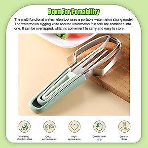 VRLOFY Watermelon Cutter Slicer Tool,3-in-1 Stainless Steel Watermelon Cutter Slicer Tool,Watermelon Popsicle Cutter Watermelon Fork Slicer Cutter Melon Cutter Watermelon Knife Fruit Cutter