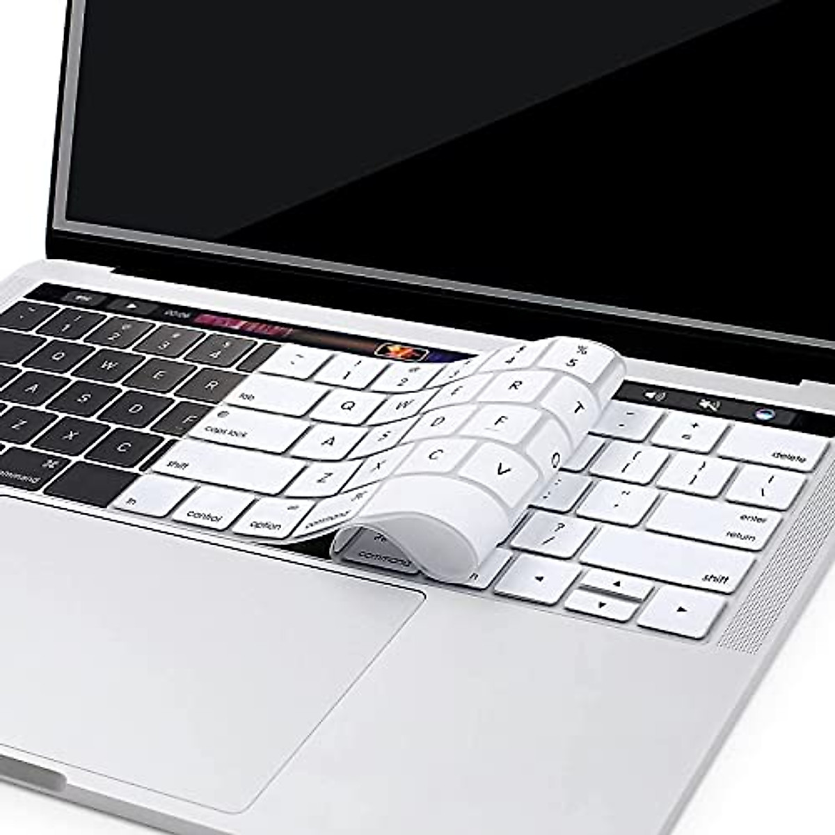 MOSISO Keyboard Cover Compatible with MacBook Pro with Touch Bar 13 and 15 inch 2019 2018 2017 2016 (Model: A2159, A1989, A1990, A1706, A1707), Silicone Skin Protector, White