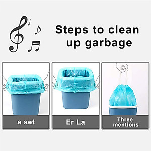 Small garbage bag, 0.8-1.2 gallon drawstring garbage bag, garbage bag lining, super strong 60 count for household, kitchen, office, car (blue, 0.8-1.2 gallons (60 count)(Hook inside the bag)