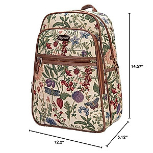 Signare Tapestry backpack purse for Women computer backpack bookbags for women with Morning Garden Design (BKPK-MGD)