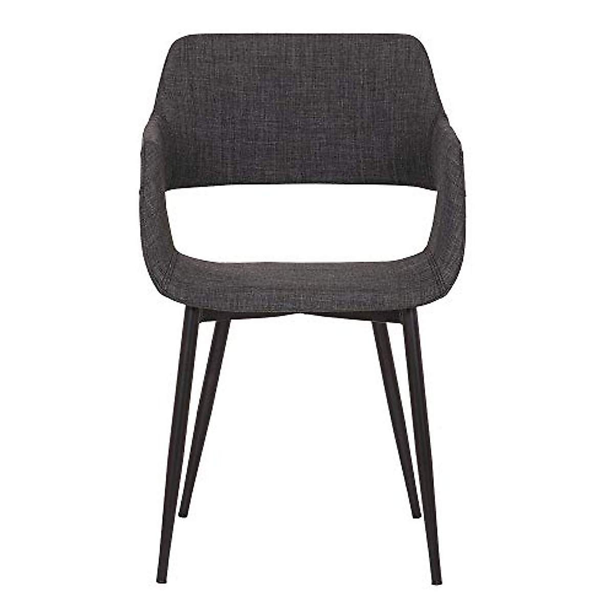 Armen Living Ariana Mid-Century Fabric Dining Room Accent Chair, 18" Height, Charcoal