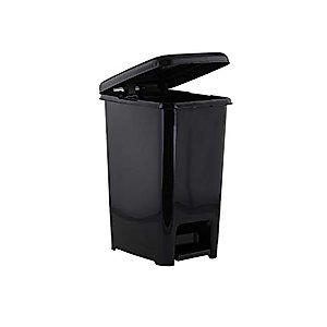 Superio Slim Step On Pedal Plastic Trash Can, Waste Bin for Under Desk, Office, Bedroom, Bathroom, Kitchen (2.5 gal) (Black)