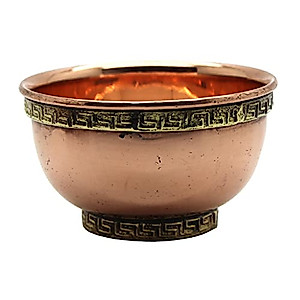 Crystalo - Copper Offering Bowl, 3 Inch Diameter, Great for Altar use, Ritual use, Incense Burner, smudging Bowl, Decoration Bowl, Offering Bowl (Plain)