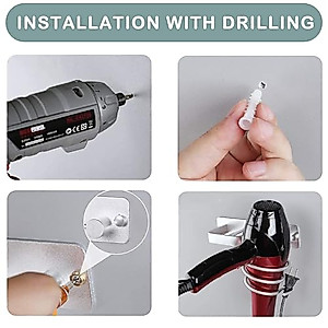 Hair Dryer Holder Wall Mount(No Drilling),Hair Dryer Organizer,Curling Iron Holder,Easy to Install,Space Saving,Bedroom and Bathroom Hair Tool Organizer for Hair Dryer,Curling Iron(Silver)