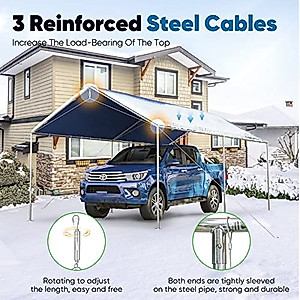 Quictent 10X20ft Upgraded Heavy Duty Carport Car Canopy Party Tent with Reinforced Steel Cables-Blue