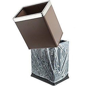 Dualplex 'Invisi-Overlap' Open Top Trash Can, Small Office Wastebasket, Modern Home Décor, Rectangle Shape Stainless Steel