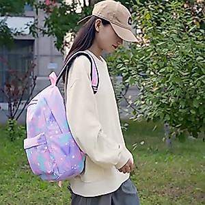 GLOOMALL School Backpack 3 IN 1 Lightweight Teen Girls Bookbags Insulated Lunch Bag Pencil Case (Black)