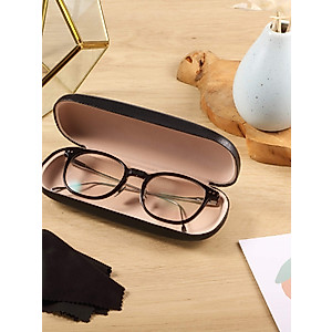 Frienda 3 Pieces Hard Glasses Case Reading Eyeglass Case Protective Sunglasses Case with Cleaning Cloth for Men Women Unisex(Black)