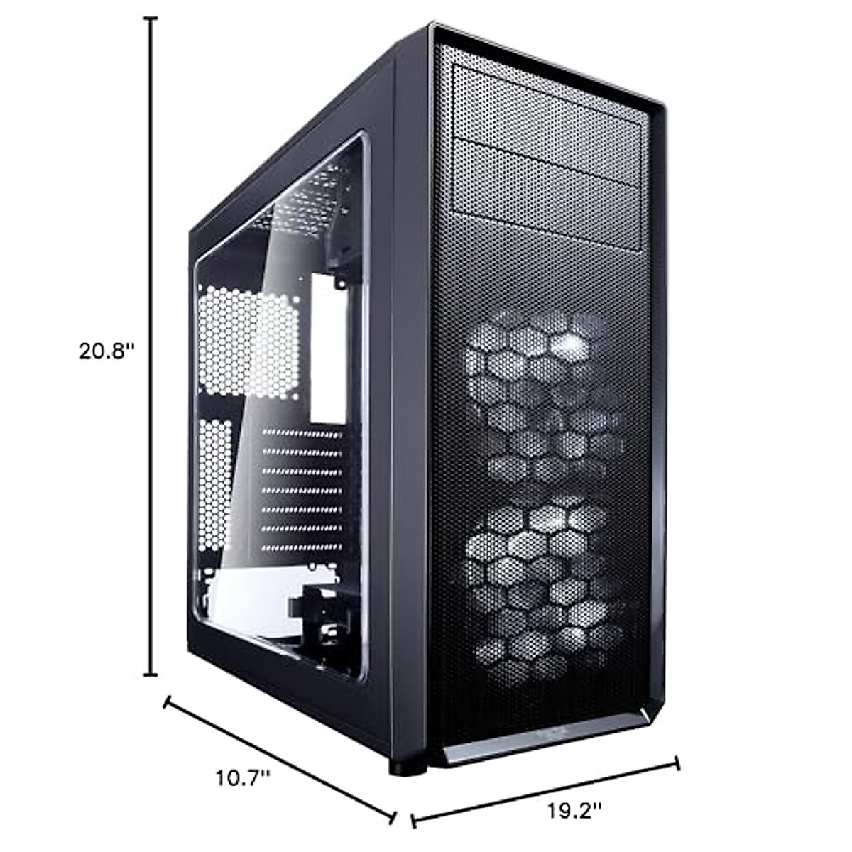 Fractal Design Focus G - Mid Tower Computer Case - ATX - High Airflow - 2X Fractal Design Silent LL Series 120mm White LED Fans Included - USB 3.0 - Window Side Panel - Black