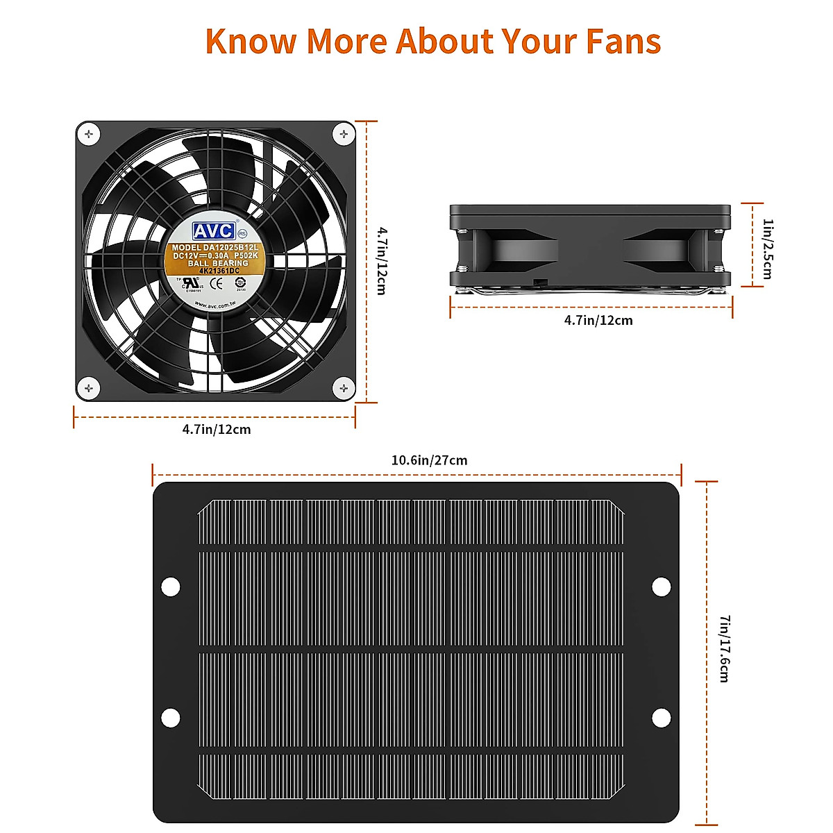 Ankway Chicken Coop Solar Fans Solar Powered Fan 2500 RPM Solar Fan for Greenhouse Cooling Fan for Shed IP65 Waterproof RV Solar Ventilation Fan for Chicken Coop, Shed, Dog House, RV (8W-Solar Panel)