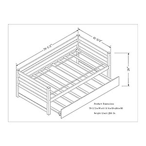 Hanway Twin Daybed with Trundle – Pine Wood Material Bed Frames – Elegant Furniture for Compact Rooms – Bedroom Accessories Ideal for Small Living Spaces – Classic White Paint Coating