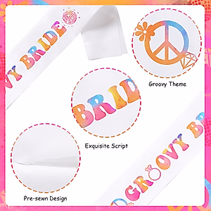 JOYMEMO Groovy Bride Sash for Women - Groovy Bachelorette Party Decorations , Hippie Disco Groovy Themed Bridal Shower Engagement Wedding Party Supplies
